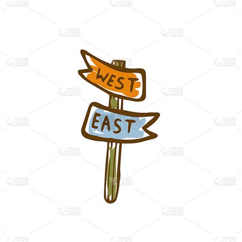 方向符号向量图标。手绘插图。