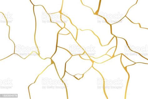 흰색 배경에 고립 된 골드 긴츠기 디자인 황금 딱딱한 텍스처 배경 웨딩 초대장 또는 카드 템플릿을위한 고급 깨진 대리석 돌 패턴 킨츠기에 대한 스톡 벡터 아트 및 기타
