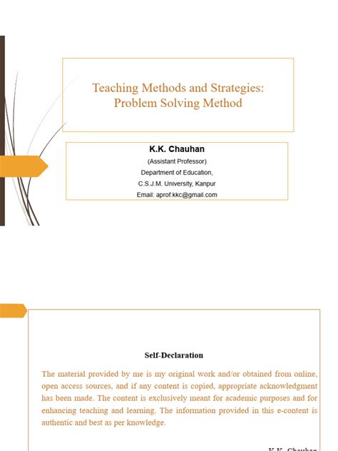 Teaching Methods And Strategies Problem Solving Method Pdf Critical