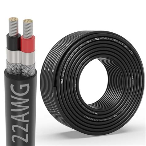 22 Gauge 2 Conductor Shielded Wire 25ft Ul2464 22 Awg 2 Core Cable