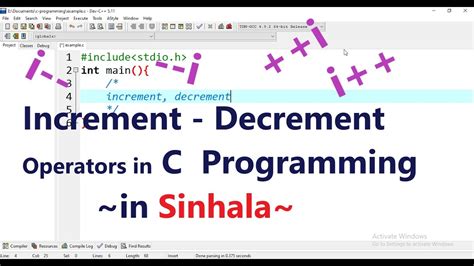Increment And Decrement Operator In C In Sinhala Youtube