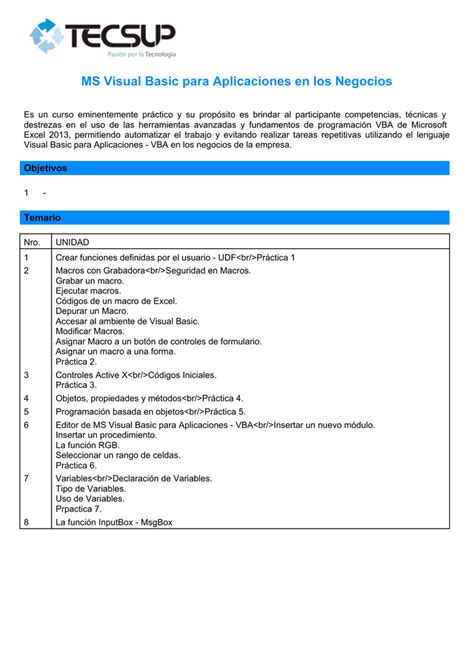 Ms Visual Basic Para Aplicaciones En Los Negocios