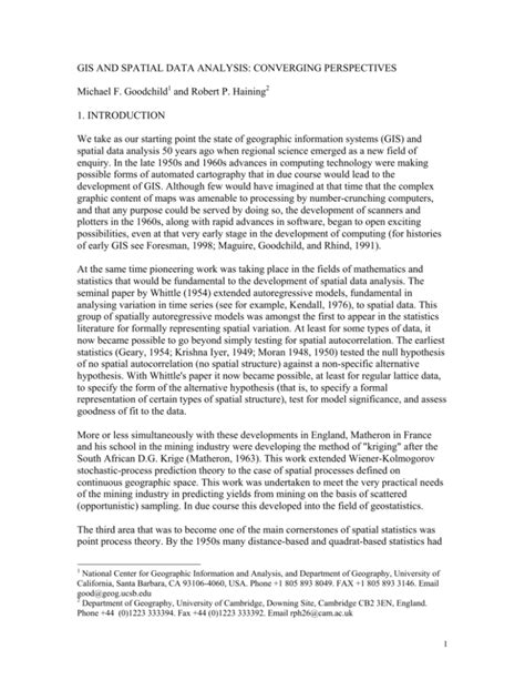 GIS AND SPATIAL DATA ANALYSIS