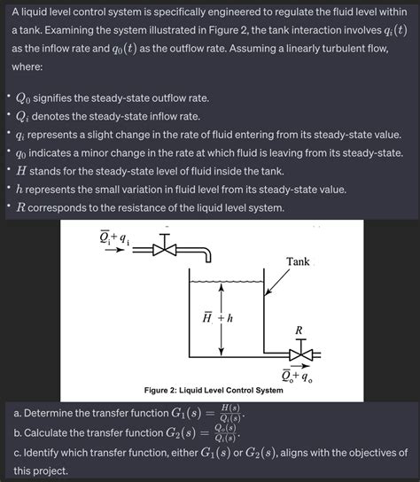 Solved A Liquid Level Control System Is Specifically