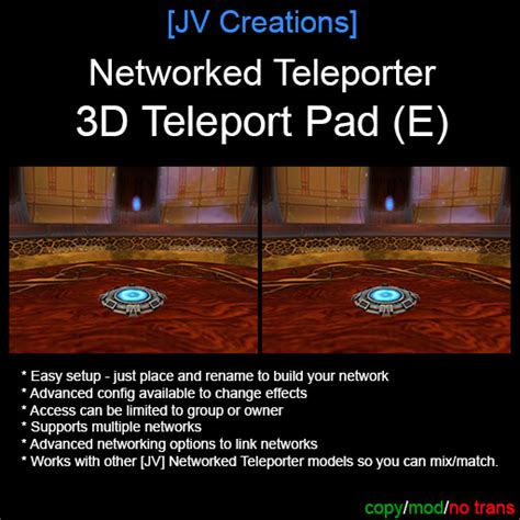 Second Life Marketplace Networked Teleporter 3d Teleport Pad E Easy Setup