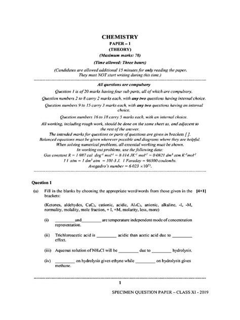 Chemistry Sample Paper Pdf
