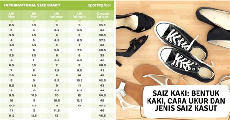 Saiz Kaki Bentuk Kaki Cara Ukur Dan Jenis Saiz Kasut