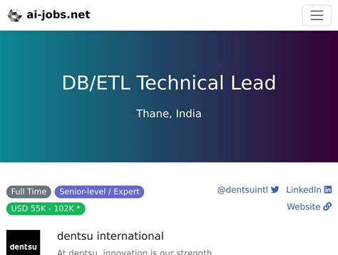 Hiring Dbetl Technical Lead In Thane India Raimljobs