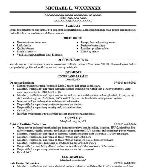 Operating Engineer Resume Sample Williamson