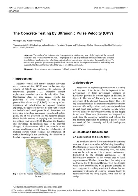 Pdf The Concrete Testing By Ultrasonic Pulse Velocity Upv
