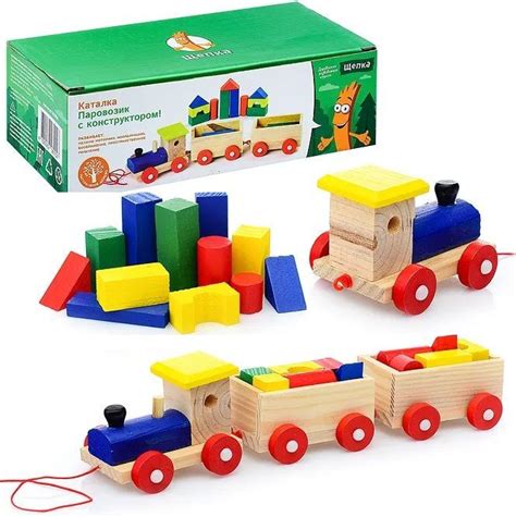 Развивающая Игрушка 3 в 1 для малышей от 1 2 3 года Конструктор Кубики Каталка детская
