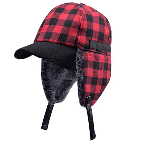 Winter Buffalo Plaid Trapper Hunting Hat Sherpa Ear Flaps Elmer Fudd