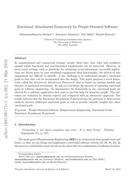 Pdf Emotional Attachment Framework For People Oriented Software