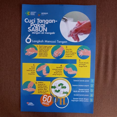 Jual Poster 6 Langkah Mencuci Tangan Poster Cuci Tangan Pakai Sabun Germas Ctps Shopee