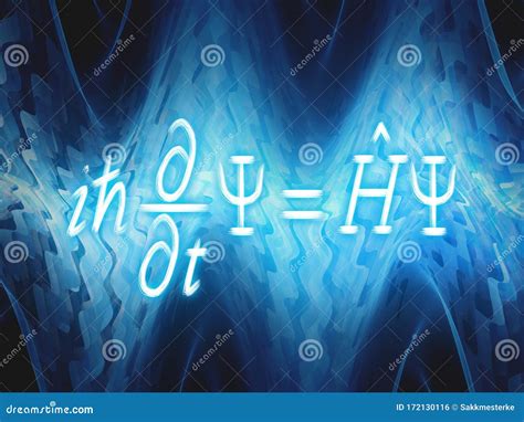 Time Dependent Schrodinger Equation With Blue Glowing Waves Stock Illustration Illustration Of