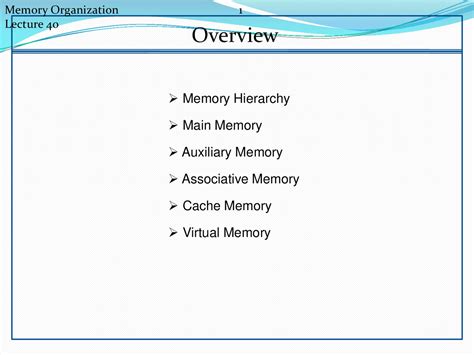 Overview Memory Hierarchy Quiz Docsity