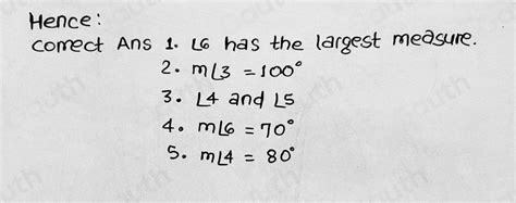 Solved Question 1 Which Of ∠ 2 ∠ 4 And ∠ 6 Has The Largest Measure