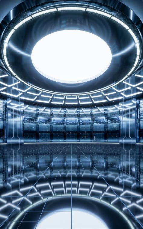 Sever Racks And Data Center Big Data And Cloud Computing Concept 3d Rendering Stock