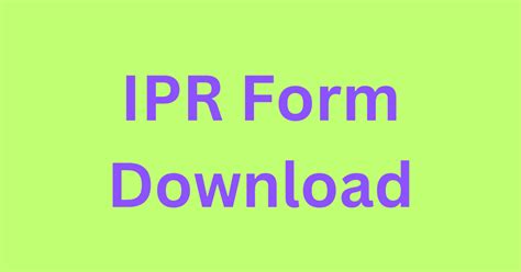 Immovable Property Return Ipr Pdf Form And Word File Download