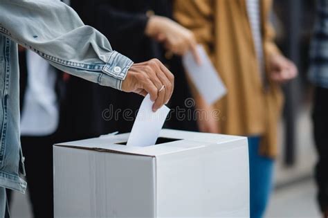 AI Generated Illustration Of A Person Inserting A Ballot Into A Voting Box Stock Illustration