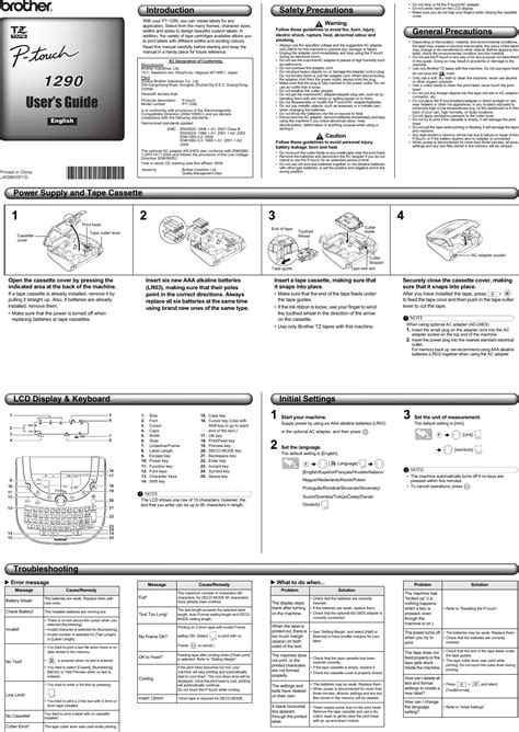 Brother P Touch Pt Users Manual Manualslib Makes It Easy To Find Manuals Online