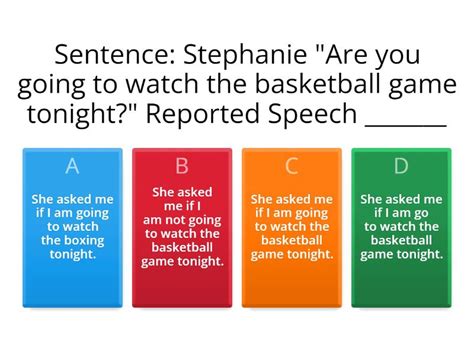 Reported Speech Final Exam Revision Quiz