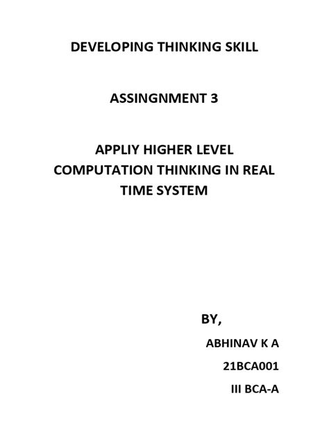 Developing Thinking Skill A3 Pdf Human Computer Interaction System