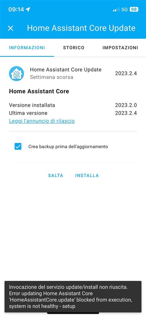 Errore Updating Homeassistant Core Fibraclick Forum