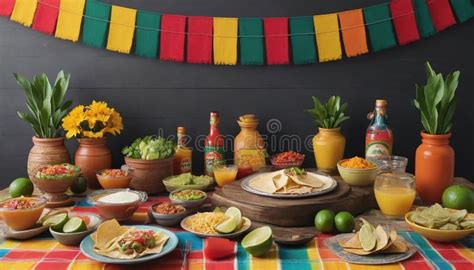 cinco de mayo table setup mock up generative ai stock illustration illustration of cinco