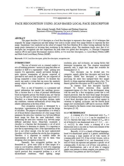 Face Recognition Using Scan Based Local Face Descriptor Pdf
