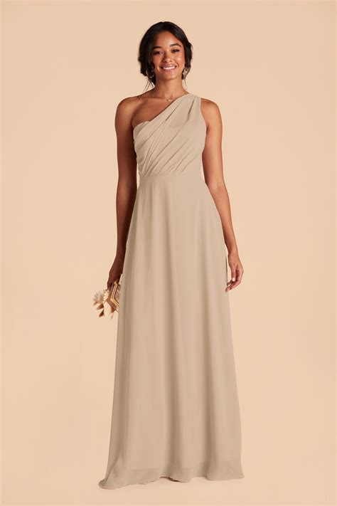 Kira One Shoulder Bridesmaid Dress In Almond Birdy Grey Suits