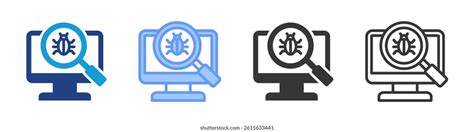 Virus Detection Icon Set Multiple Style Stock Vector Royalty Free