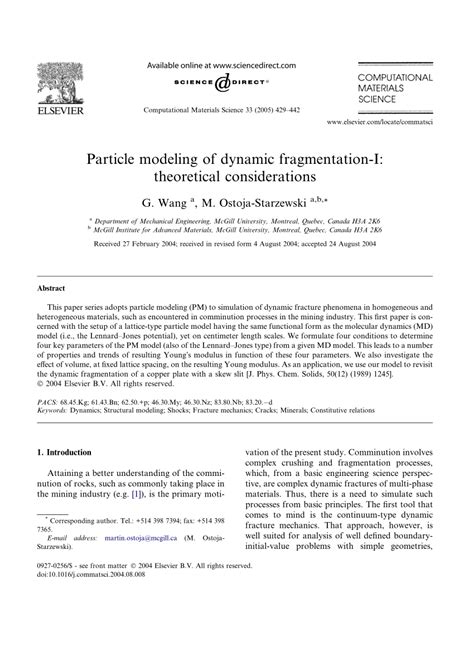pdf particle modeling of dynamic fragmentation i theoretical