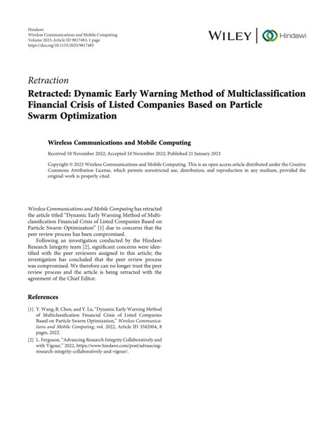 Pdf Retracted Dynamic Early Warning Method Of Multiclassification