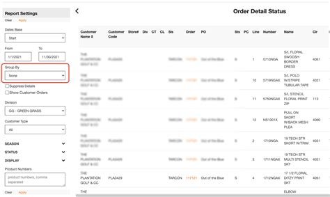Order Detail Status Suppress Order Details And Updated Groupby Setting