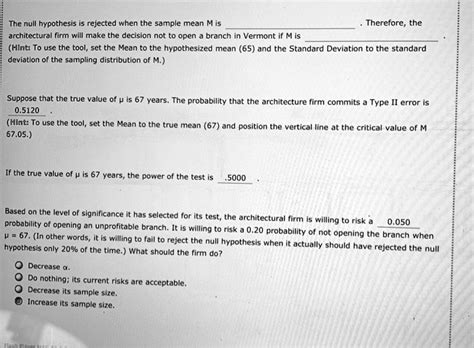 The Null Hypothesis Rejected When The Sample Mean Therefore The Architectural Firm Will Make The