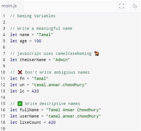 How To Name Variables In Programming With Javascript Tamal Anwar Chowdhury Posted On The Topic
