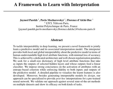 A Framework To Learn With Interpretation Limpid