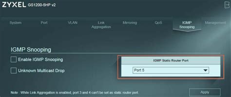 Can I Set A Specific Port For Igmp Query On A Zyxel Web Managed Switch