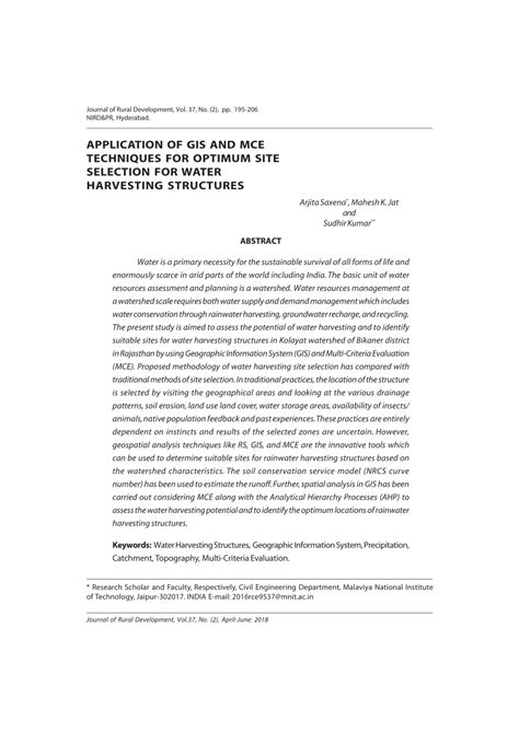 Pdf Application Of Gis And Mce Techniques For Optimum Site Selection