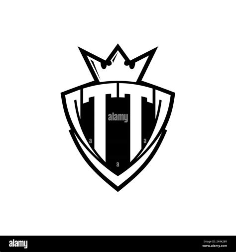 Tt Bold Letter Logo With Sharp Triangle Shield Shape With Crown Inside