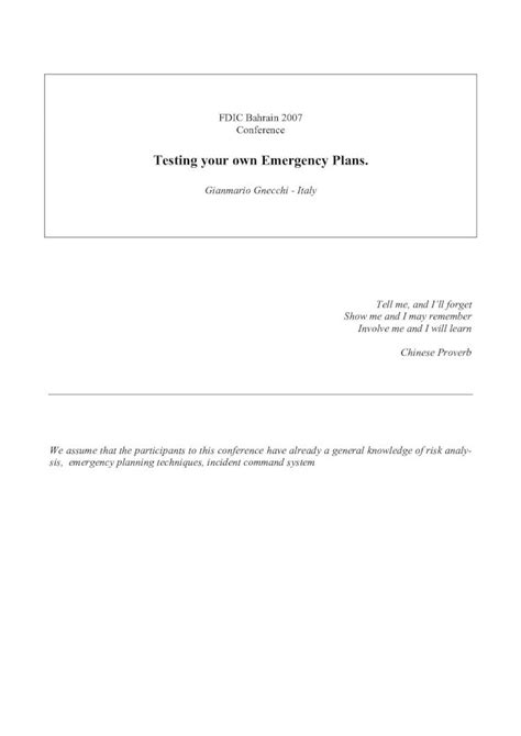 Pdf Testing Your Own Emergency Plans Dokumentips