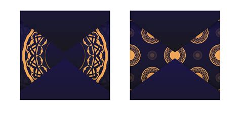 고급스러운 벡터 템플릿 은 고급 장식과 파란색으로 인쇄 디자인 엽서 텍스트 및 빈티지 패턴에 대한 장소와 초대 준비 0명에 대한 스톡 벡터 아트 및 기타 이미지 Istock