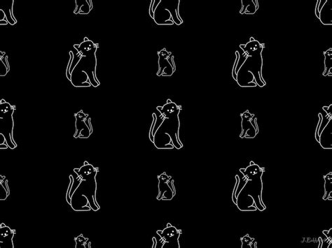 검은 배경에 고양이 만화 캐릭터 원활한 패턴 프리미엄 벡터