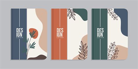 손으로 그린 꽃 장식이 있는 책 표지 디자인 세트 추상 복고풍 식물 배경size A4 노트북 책 초대장 일기 플래너 브로셔 책 카탈로그 0명에 대한 스톡 벡터 아트 및 기타