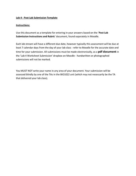 lab 4 post lab submission task bio1022 life on earth monash thinkswap