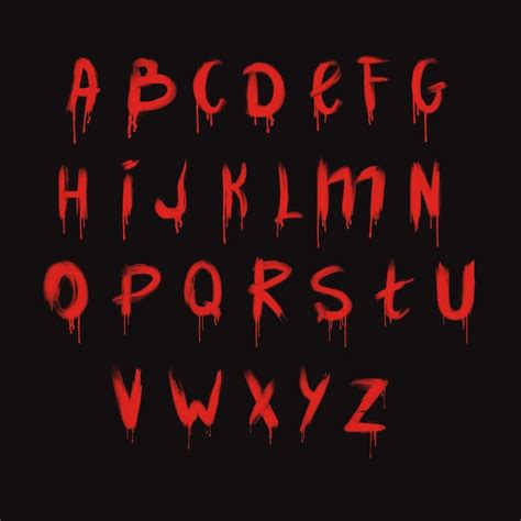 Premium PSD Halloween Alphabet Set Of Different Blood Splatters In