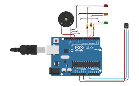 Circuit Design Led Temperature Sensor With An Alarm Tinkercad