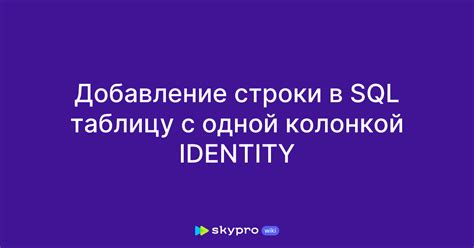 Добавление строки в Sql таблицу с одной колонкой Identity