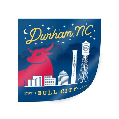 Durham Bull City Sticker Durham Nc Sticker North Carolina Sticker